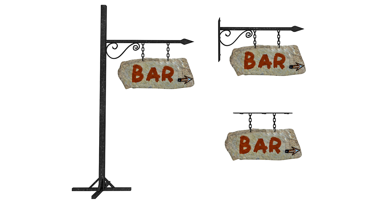 ArtStation - 3D old stone bar sign 02 model | Game Assets