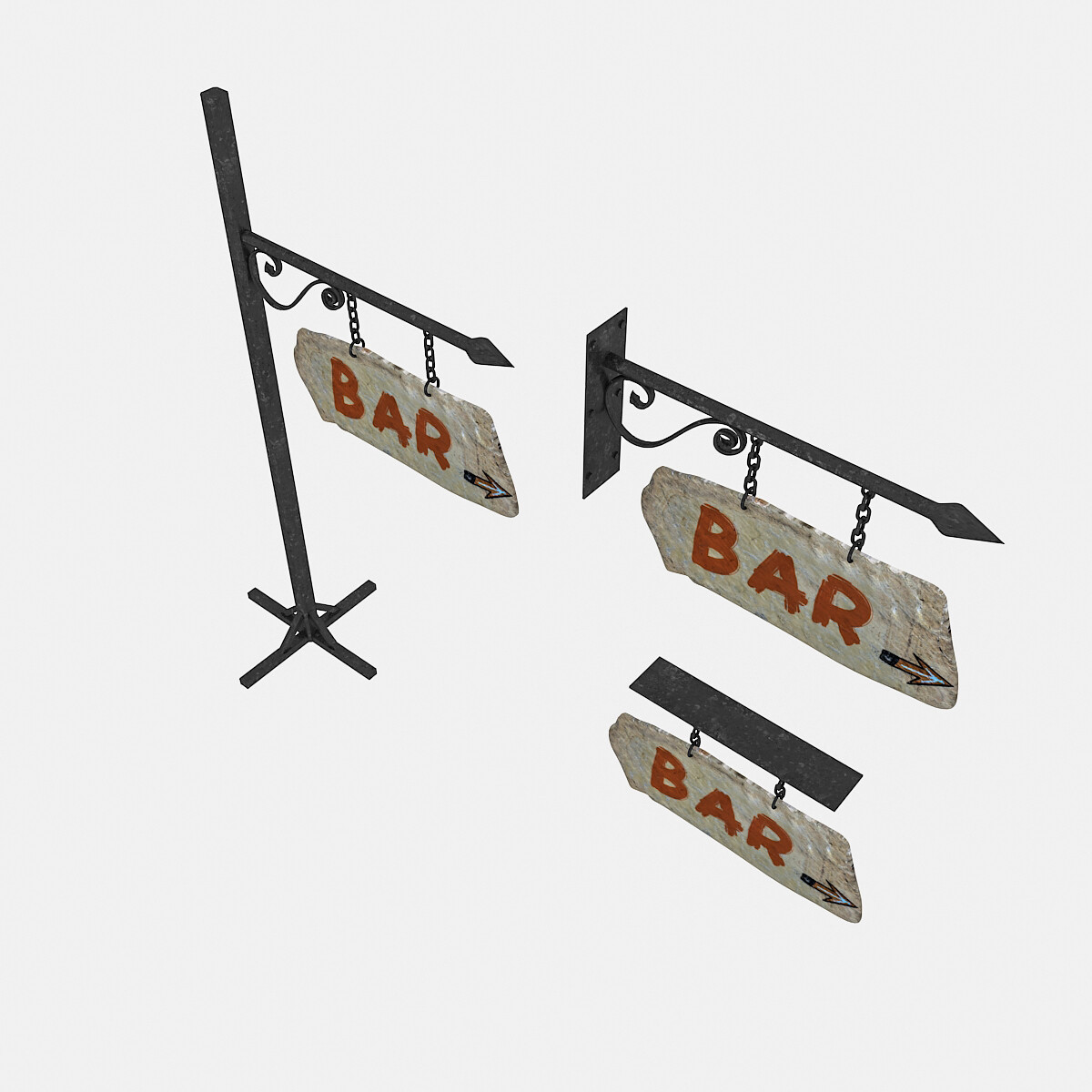 ArtStation - 3D old stone bar sign 02 model | Game Assets