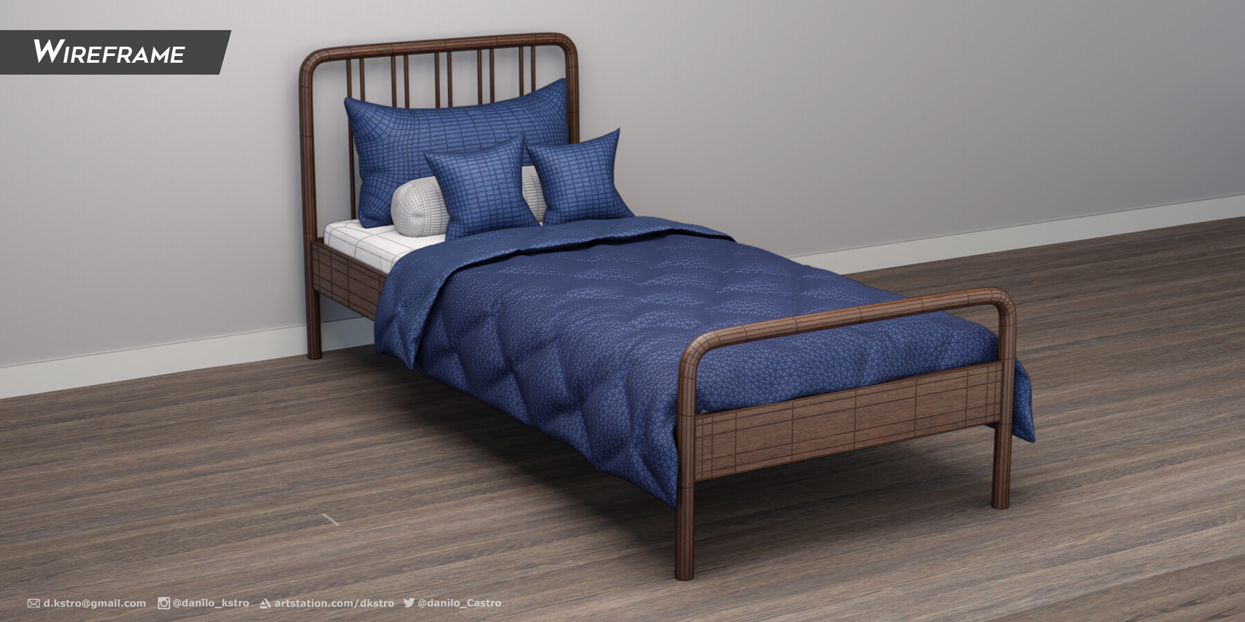 ArtStation - Single Bed | 3D model | 2k Textures + Gifts | Resources