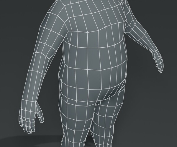 ArtStation - Male Body Fat Base Mesh 3D Model 1000 Polygons | Game Assets