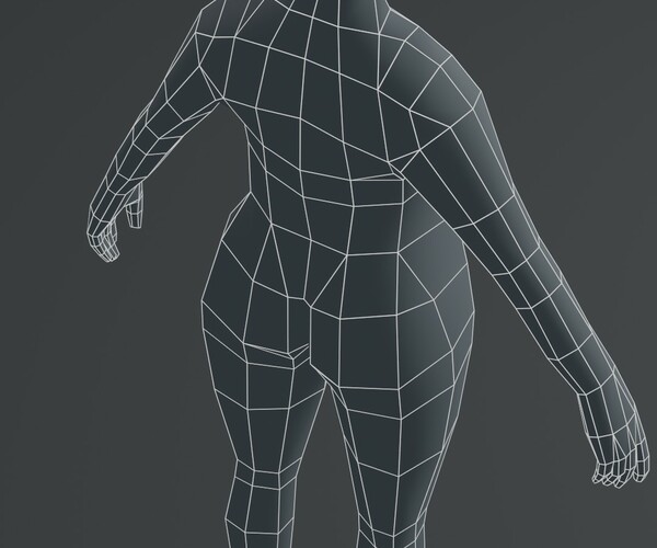 ArtStation - Female Body Fat Base Mesh 3D Model 1000 Polygons | Game Assets