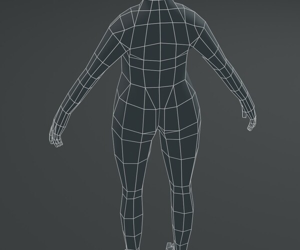 ArtStation - Female Body Fat Base Mesh 3D Model 1000 Polygons | Game Assets
