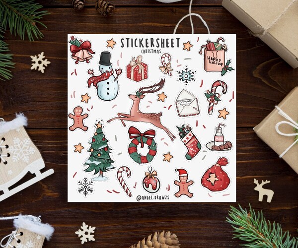 ArtStation - Christmas Holiday Sticker Sheet pack | Artworks