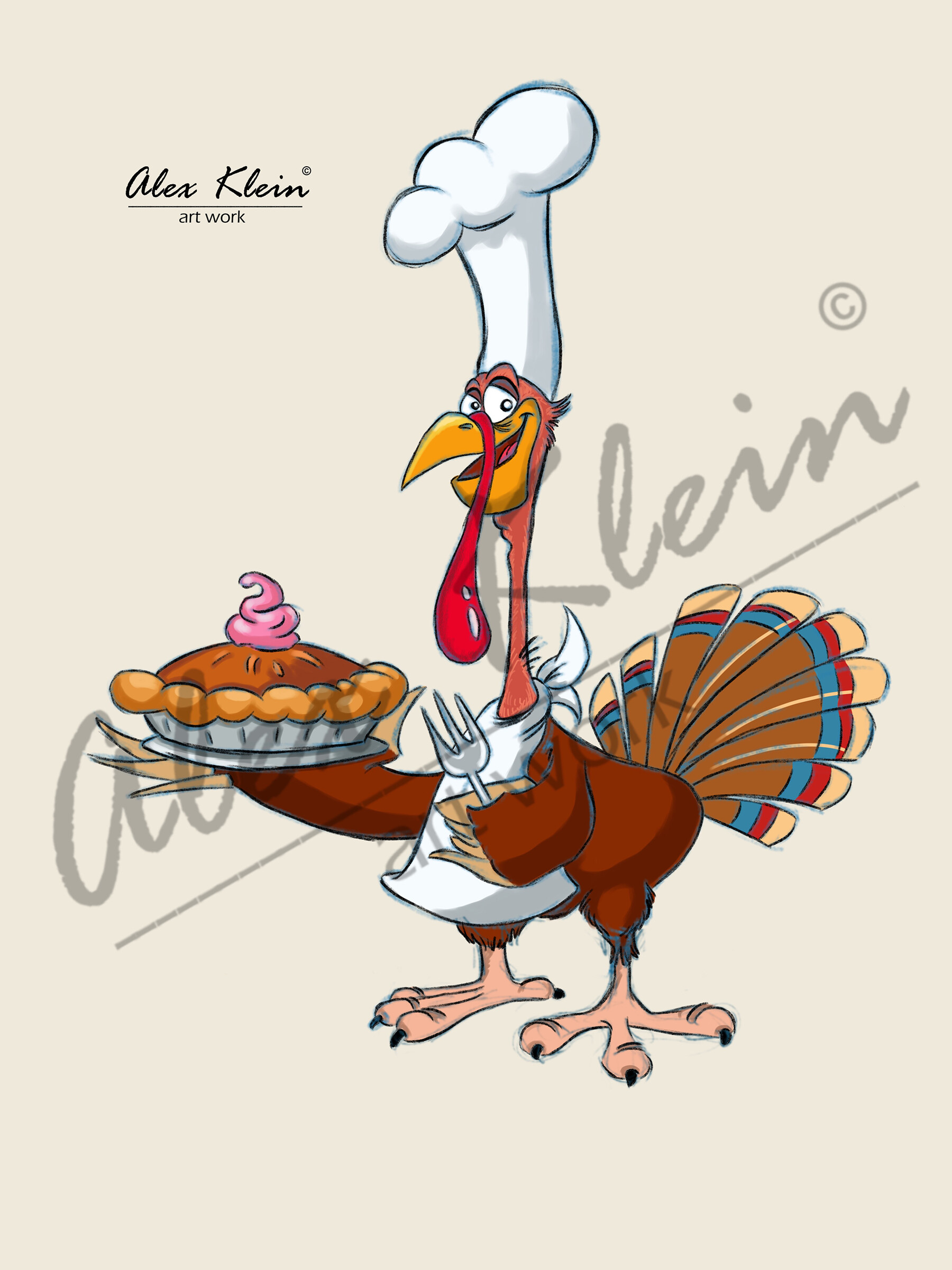 ArtStation - Turkey Thanksgiving Illustration Original Drawing ...