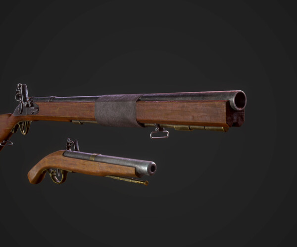 ArtStation - Flintlock pistol & Rifle - Game Ready | Game Assets