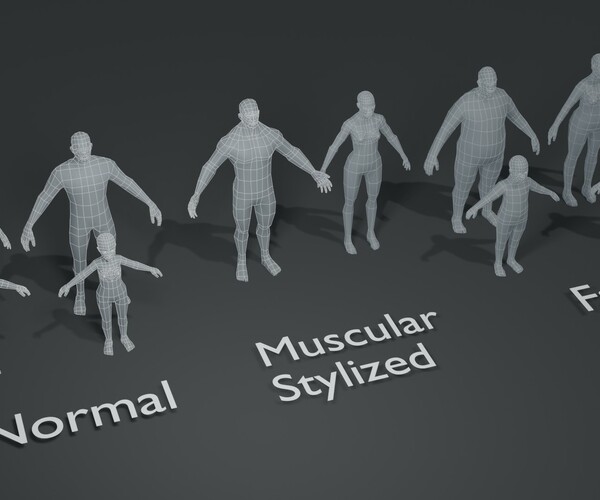 ArtStation - Human Body Base Mesh 10 3D Models Pack 1000 Polygons | Game Assets
