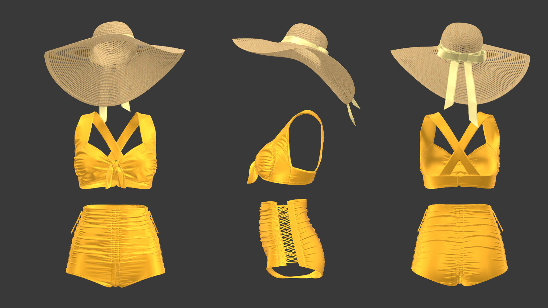 ArtStation - 50's swimwear + hat. Marvelous Designer/Clo3d project ...