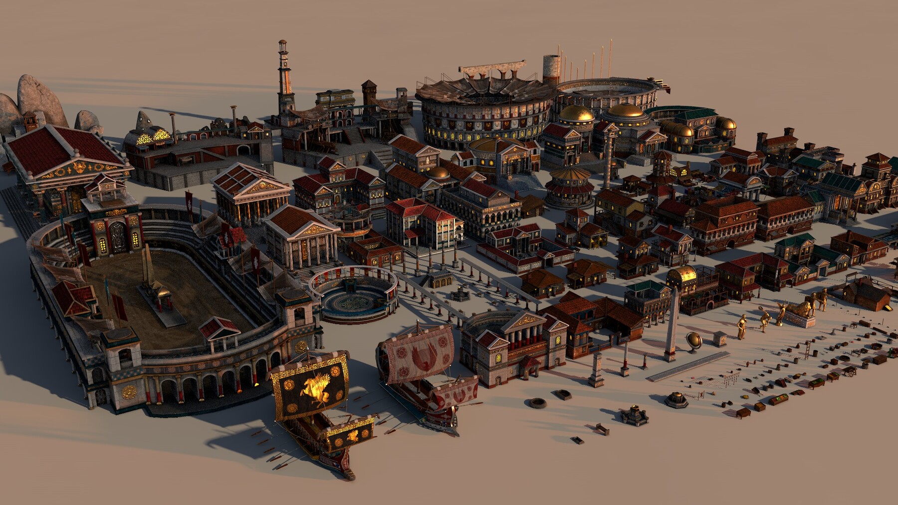 ArtStation - Mega Roma Greek Ancient City Pack | Game Assets