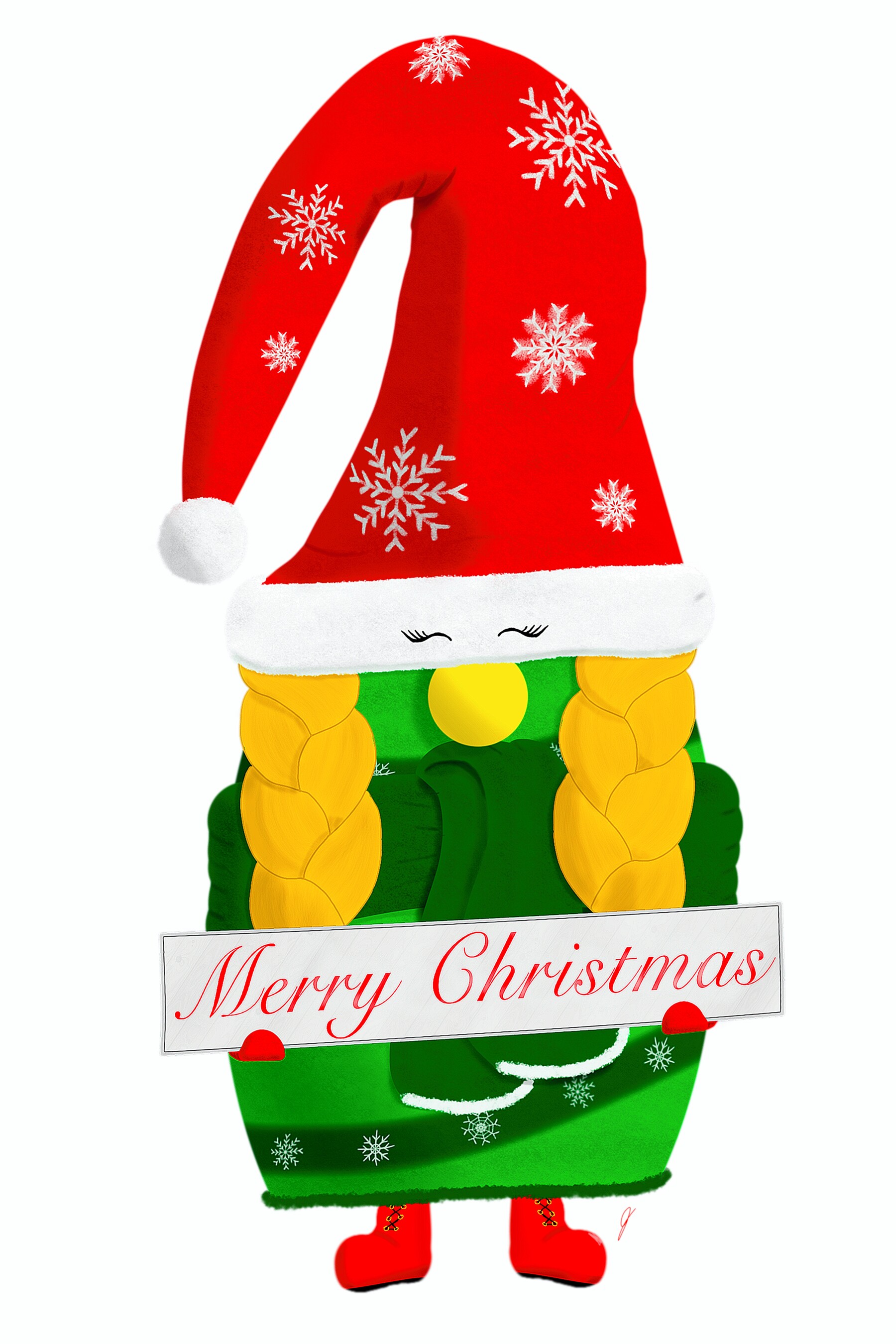 ArtStation - Female Christmas gnome wishing you a Merry Christmas ...