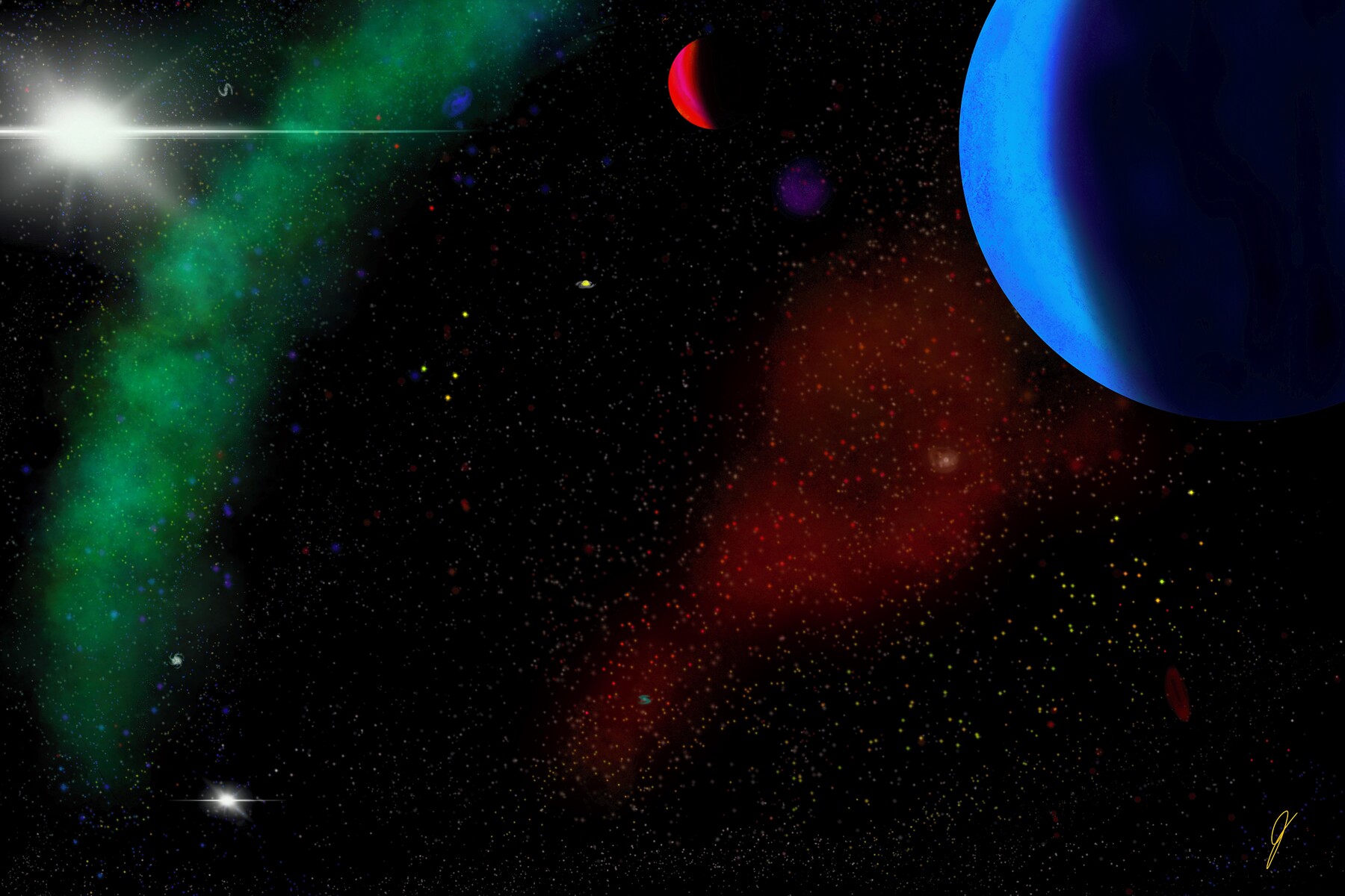 ArtStation - Alien solar system with gas giant and its moon | Artworks