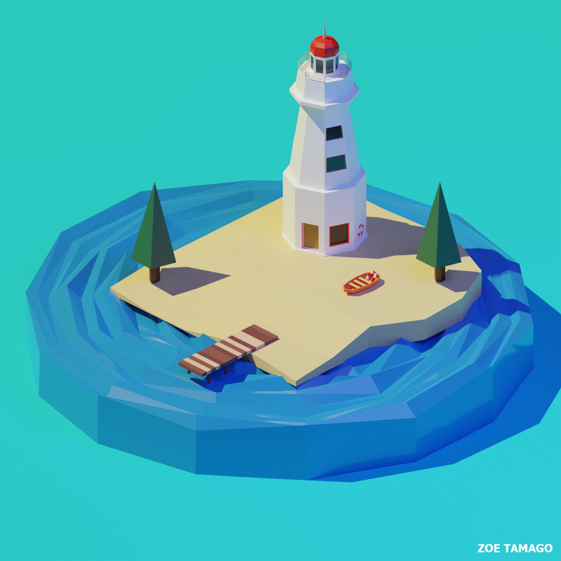 ArtStation - Isometric Low Poly Lighthouse by Zoe Tamago | Resources