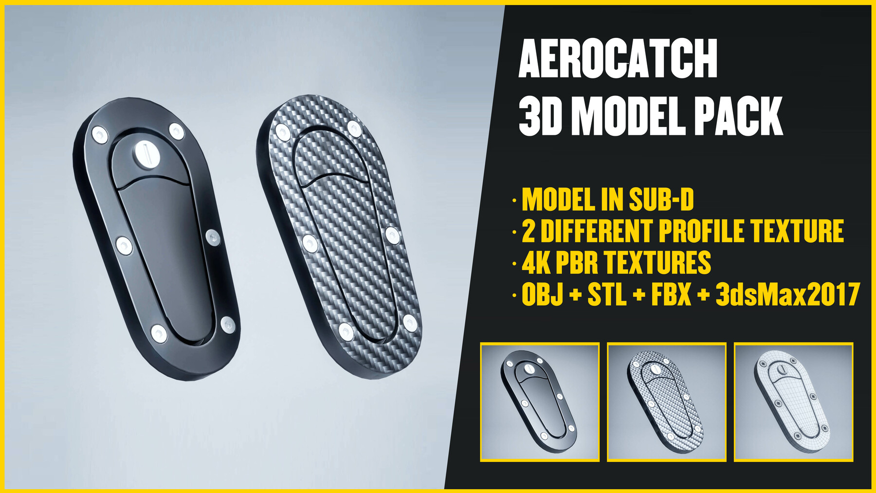 FLAT HAT 3D Studio - AeroCatch / Bonnet Pins 3D Model