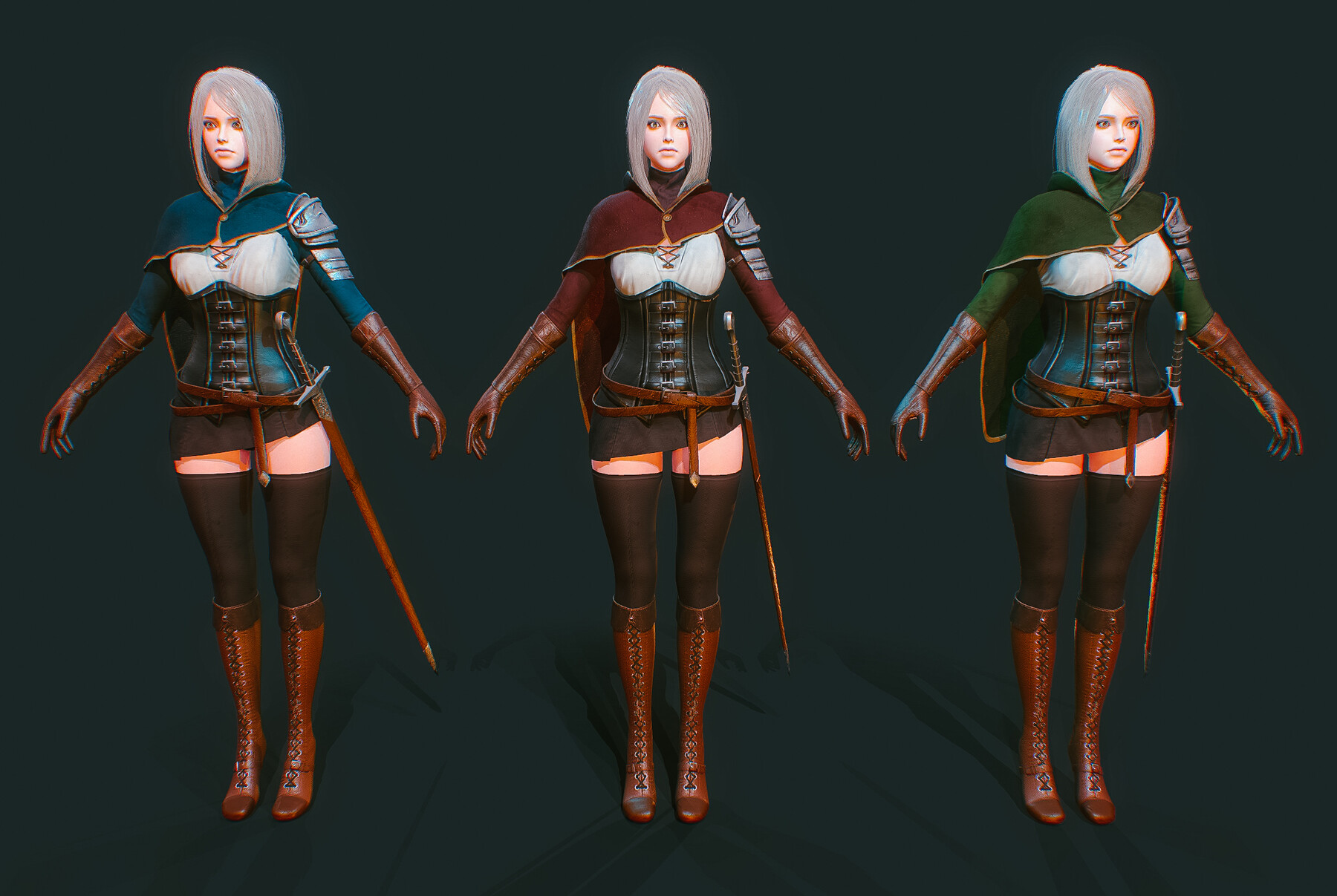 ArtStation - Swordsman Girl - Game Ready | Game Assets
