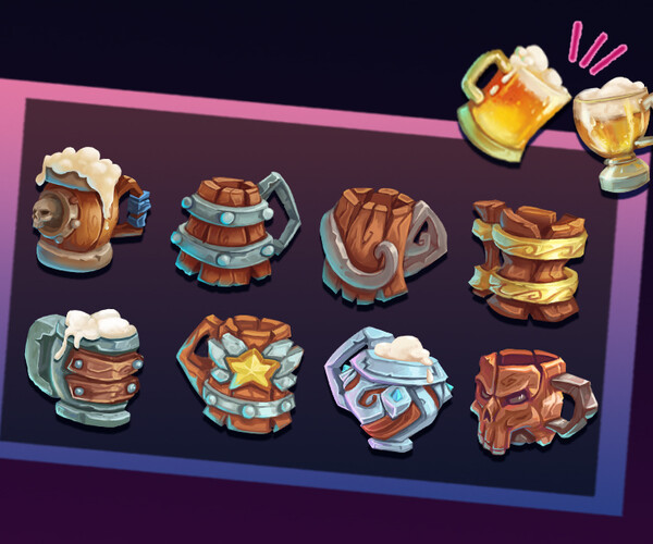 ArtStation - FREE Fantasy Medieval Beer Icons | Game Assets