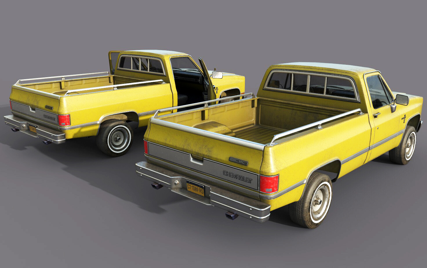 ArtStation - Chevrolet C10 1982 Yellow Game Ready | Game Assets