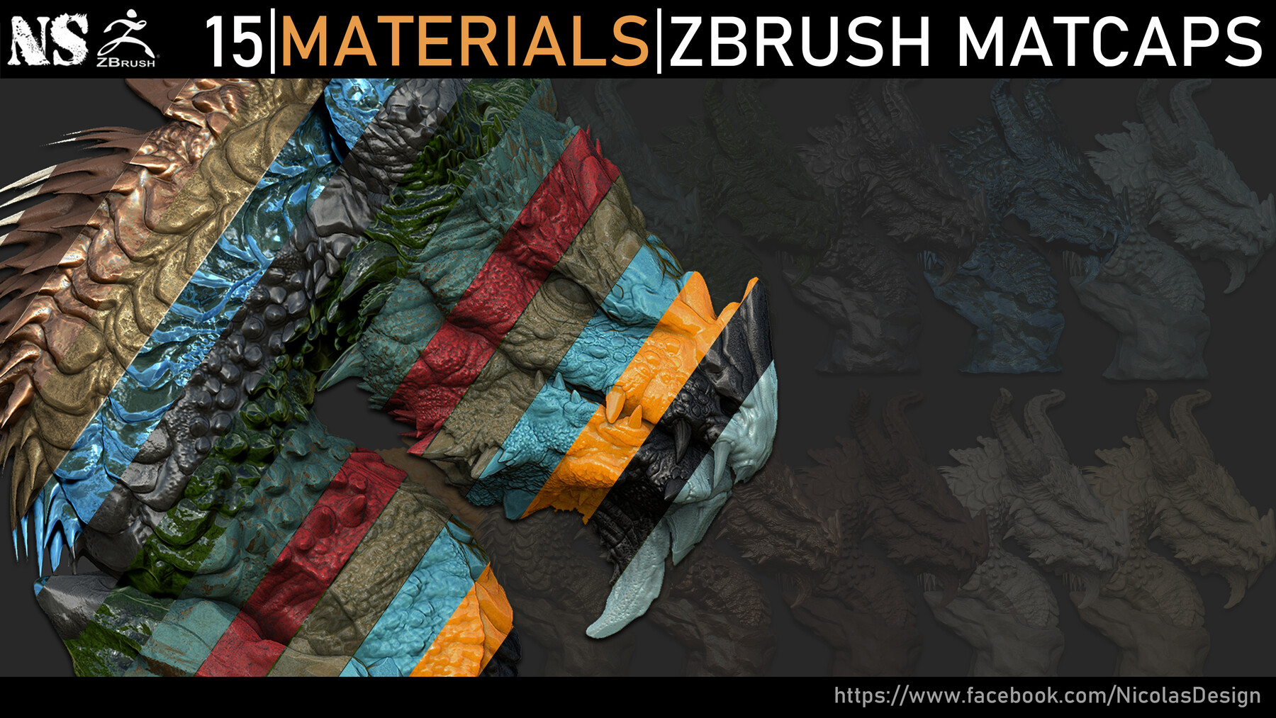 ArtStation - Zbrush - 15 Materials Zbrush Matcaps | Game Assets