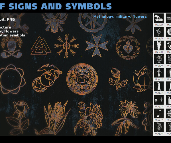 ArtStation - Pack of 250 alphas - Signs and Symbols (PNG) | Artworks