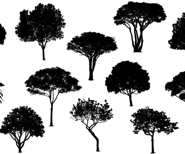 ArtStation - Vector various trees in silhouette pack 2 | Game Assets