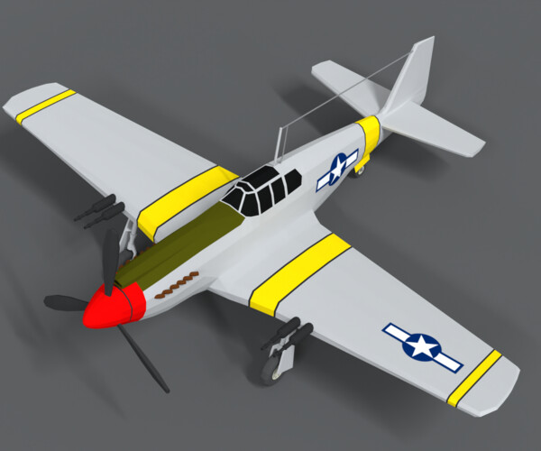 ArtStation - Low Poly Cartoon North American P-51 Mustang | Game Assets