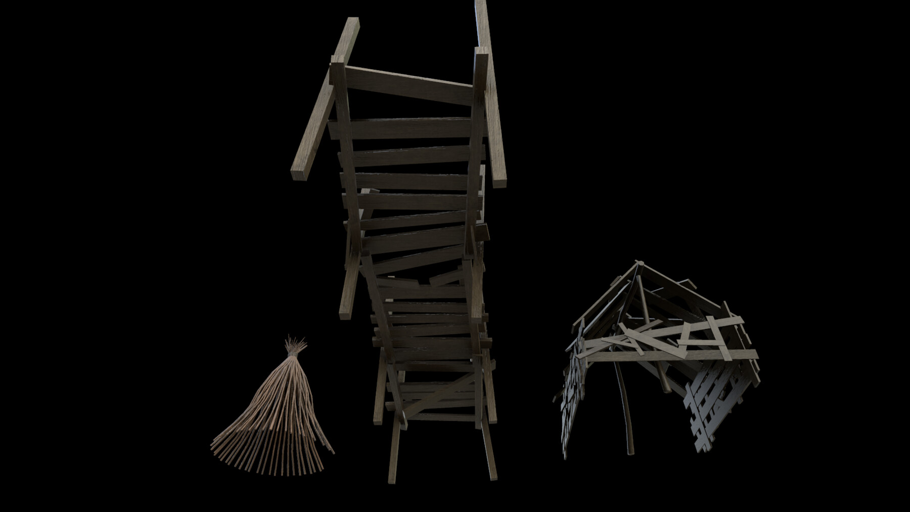 ArtStation - Asset of wooden decorations in low poly Low-poly | Game Assets