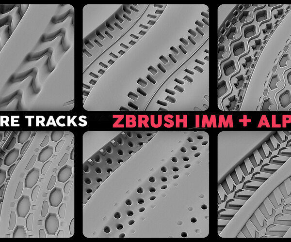ArtStation - 55 Ultimate Tyre Tracks Pack Vol.1 | Brushes