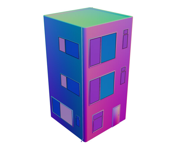 ArtStation - Brick Apartment building 3 storeys Low-poly 3D model ...