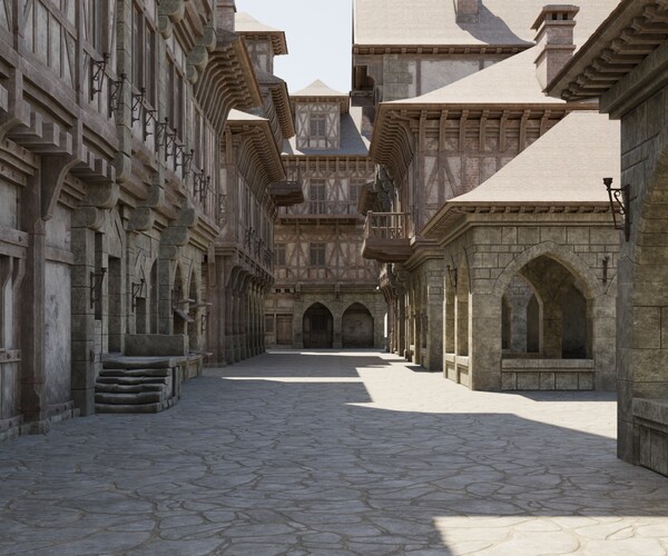 ArtStation - Medieval Modular Town with Full Interior | Game Assets