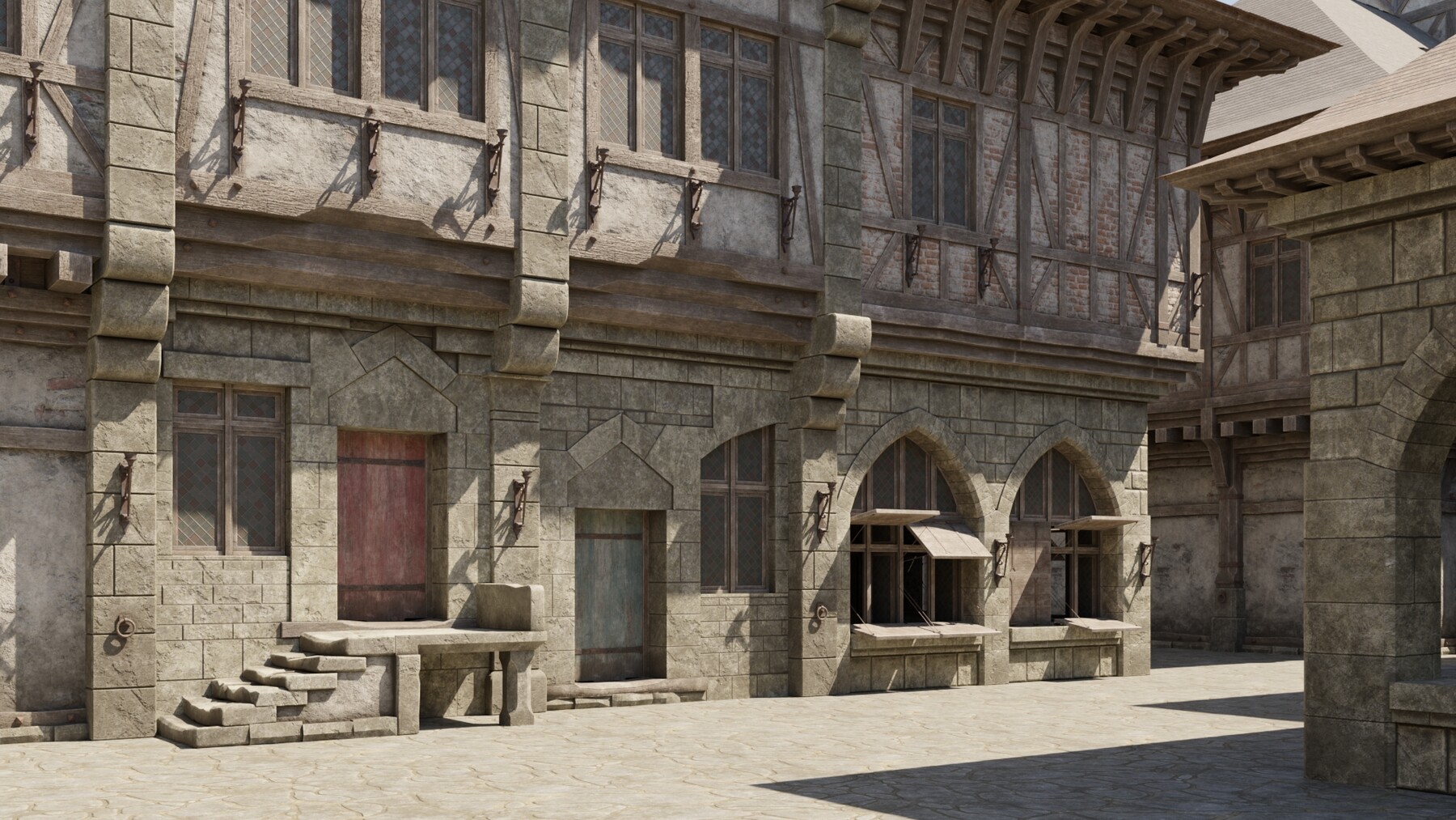 ArtStation - Medieval Modular Town with Full Interior | Game Assets