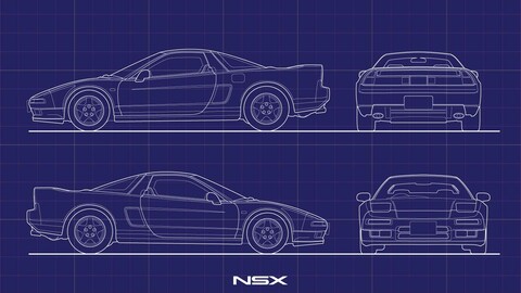 ArtStation - HONDA NSX 1990/DIGITAL FILE VECTOR BLUEPRINT DRAWING WITH ...