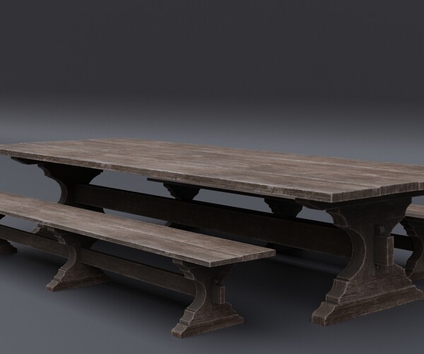 ArtStation - Medieval Table with Bench | Game Assets
