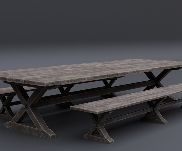 ArtStation - Medieval Table with Bench 2 | Game Assets