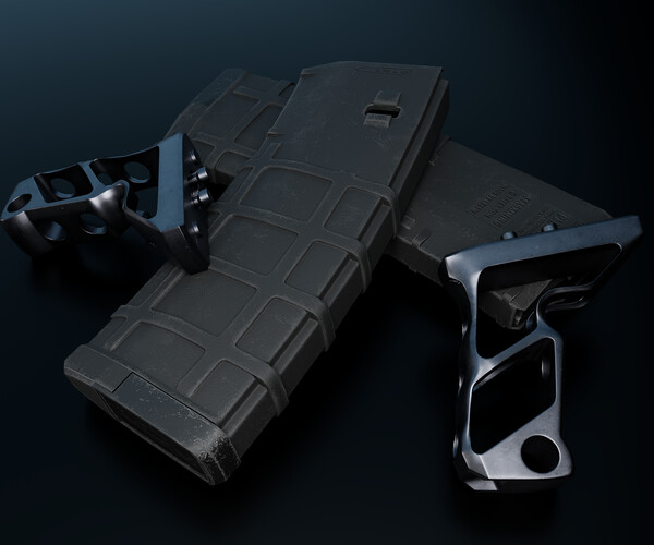 ArtStation - Gun Parts High / Low Mesh & Texture | Game Assets