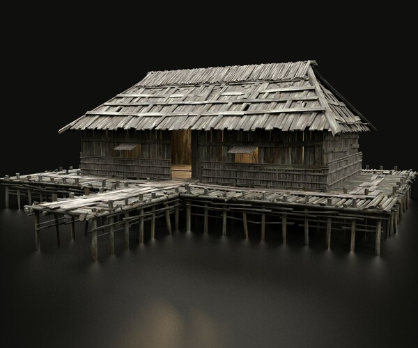 ArtStation - AAA SWAMP WETLAND FANTASY MEDIEVAL WOODEN VIKING HOUSE HUT ...
