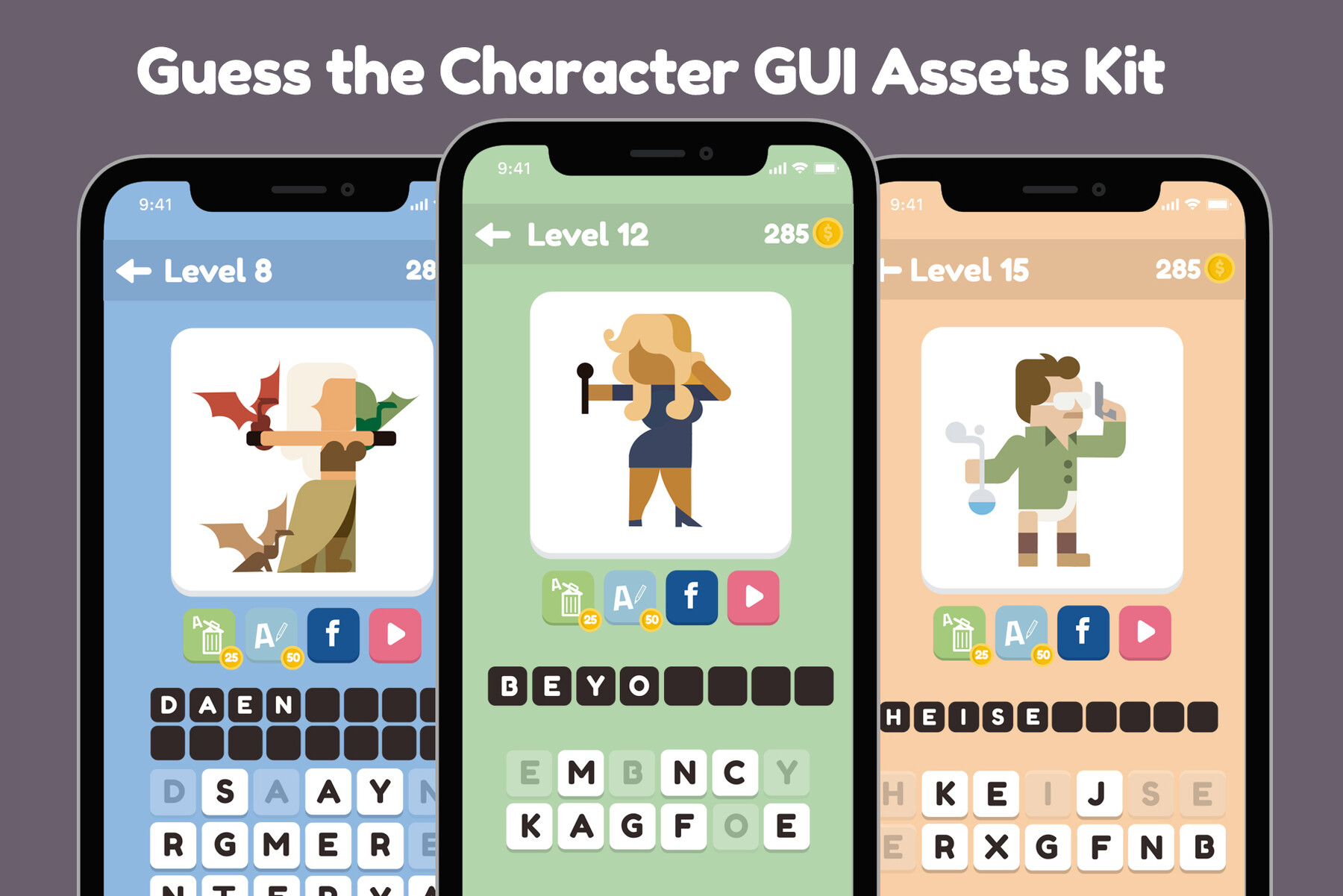 ArtStation - Guess the Character Game Gui Assets | Game Assets