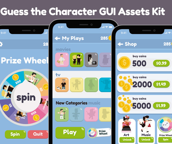 ArtStation - Guess the Character Game Gui Assets | Game Assets