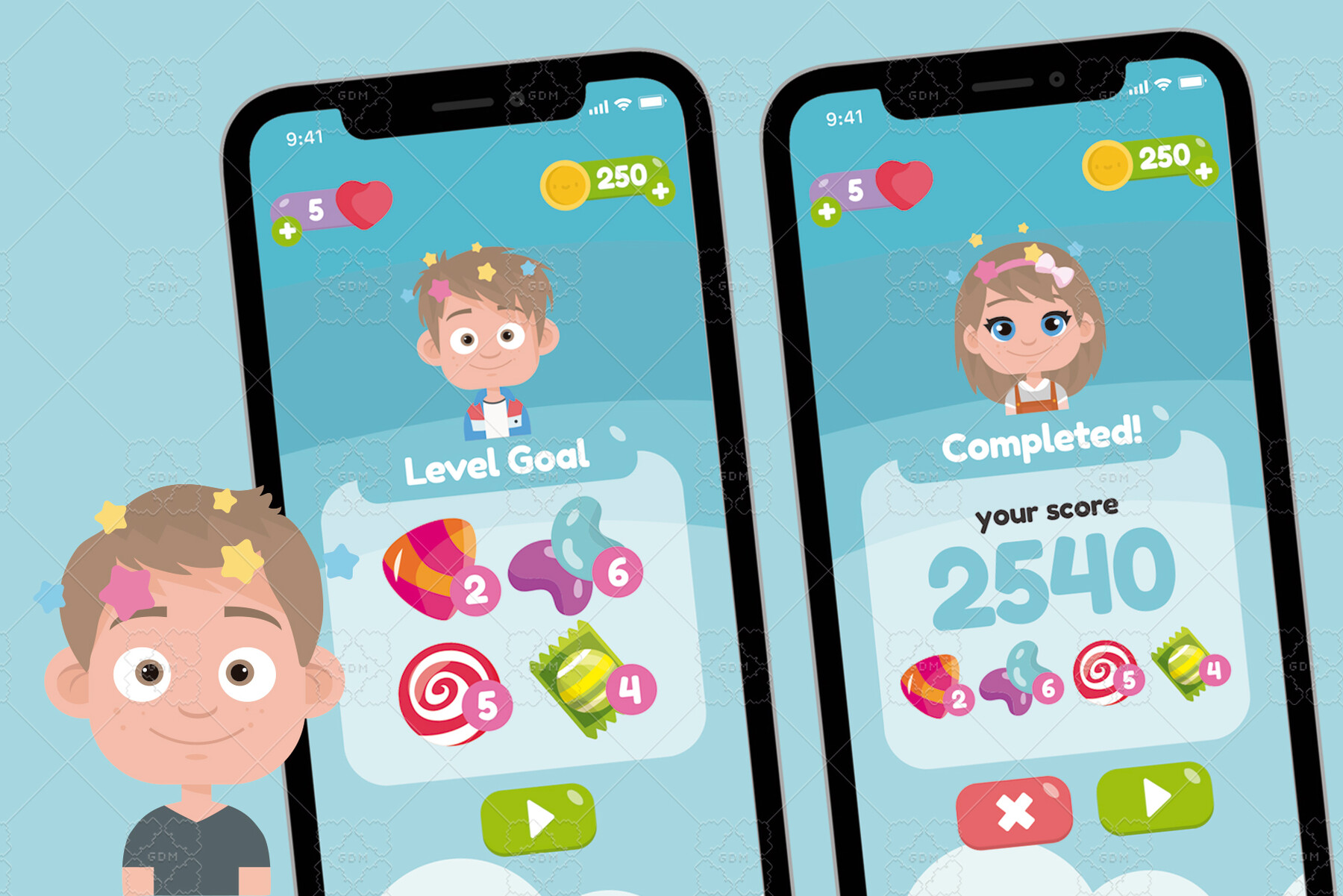 ArtStation - Sweet Candies Match 3 Game Gui Asset | Game Assets