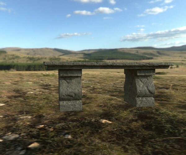 ArtStation - medieval stone bench Low-poly 3D model | Game Assets