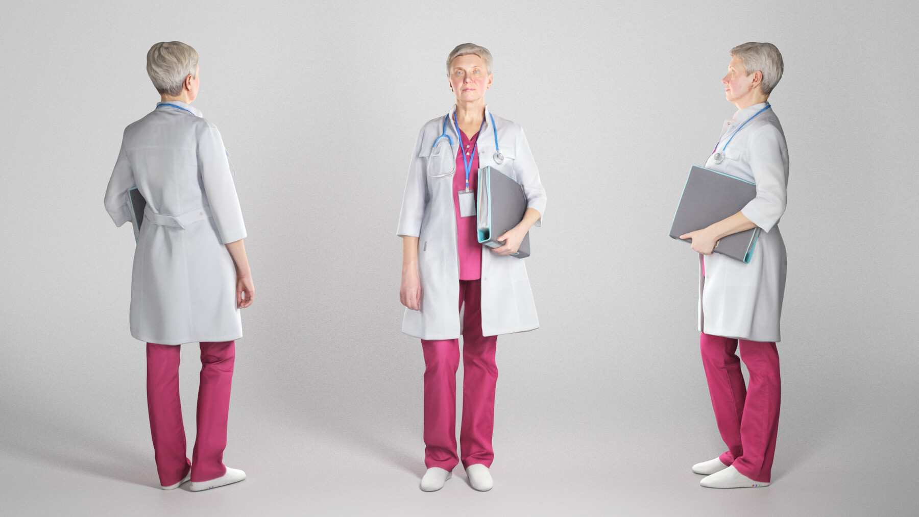ArtStation - Female medical doctor with folder 255 | Game Assets