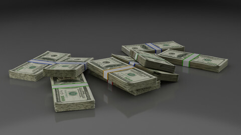 ArtStation - Money Roll - Stack - 100 Dollars - Coins - 3D Model 3D ...