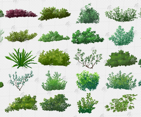 ArtStation - LEAFY BUSHES CUTOUT - Traditional and numeric painting ...