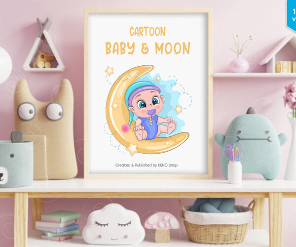 ArtStation - Cartoon baby & moon. | Artworks