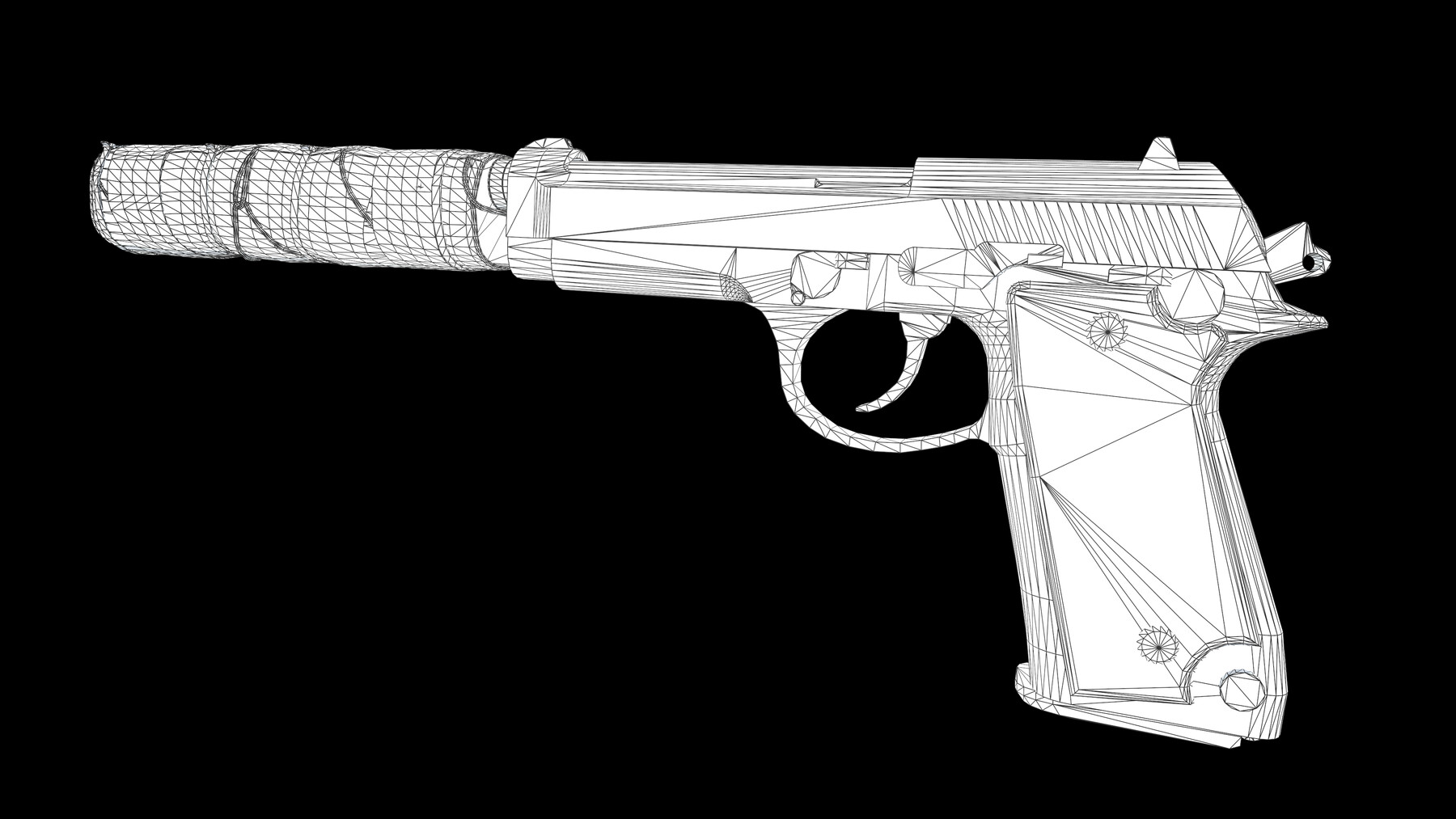 ArtStation - PRB92 Pistol WITH SUPPRESSOR Low-poly 3D model | Game Assets