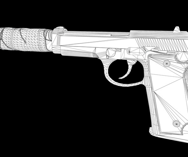 ArtStation - PRB92 Pistol WITH SUPPRESSOR Low-poly 3D model | Game Assets