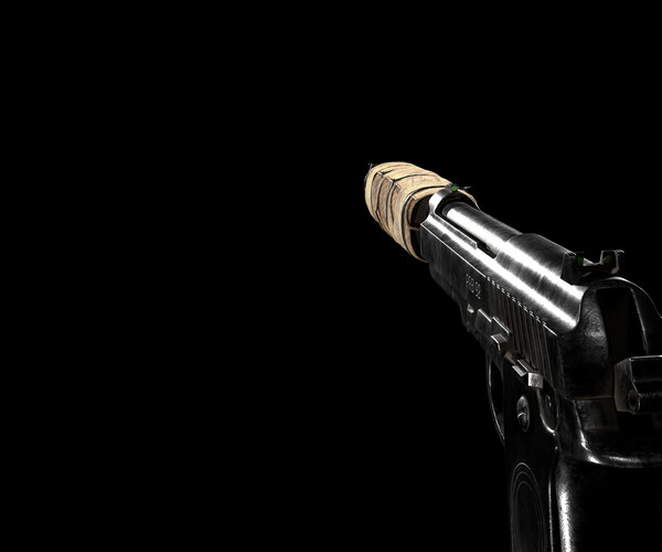 ArtStation - PRB92 Pistol WITH SUPPRESSOR Low-poly 3D model | Game Assets