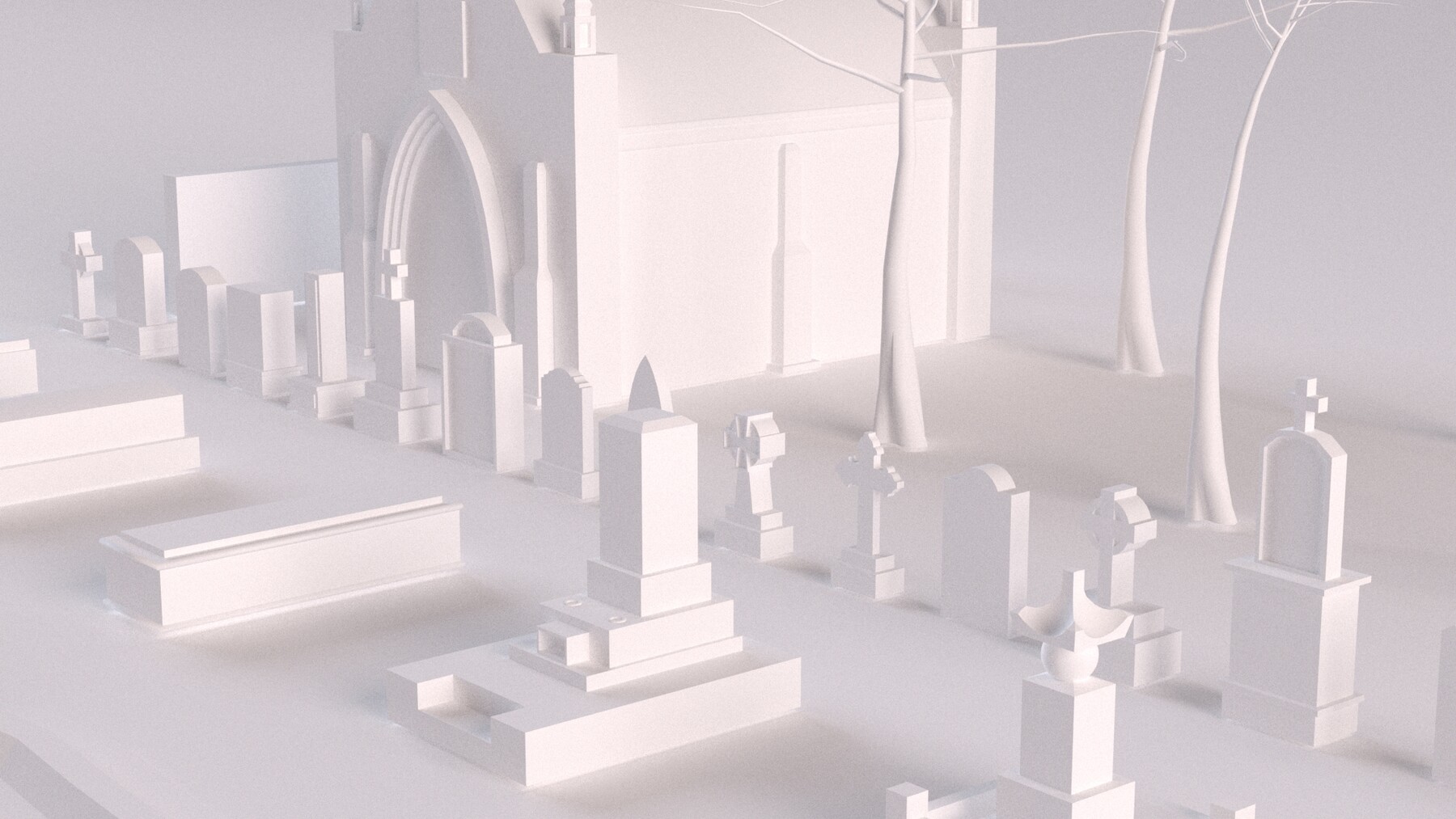 ArtStation - 43 Low Poly Cemetery props Collection | Game Assets