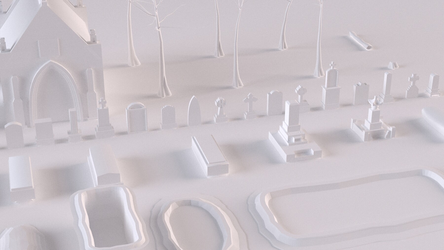 ArtStation - 43 Low Poly Cemetery props Collection | Game Assets