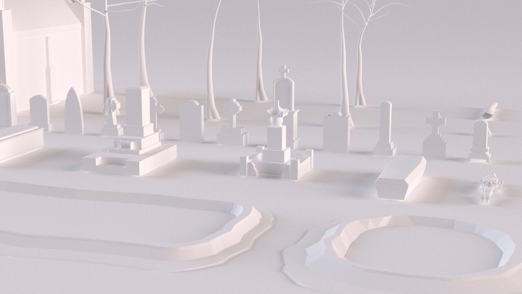 ArtStation - 43 Low Poly Cemetery props Collection | Game Assets