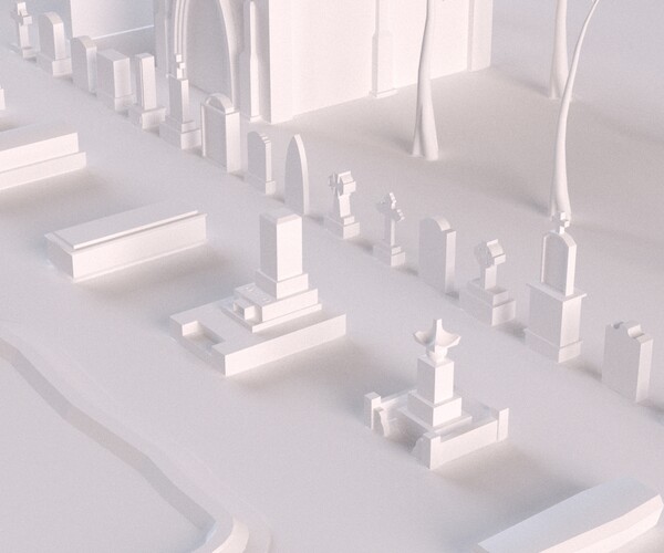 ArtStation - 43 Low Poly Cemetery props Collection | Game Assets