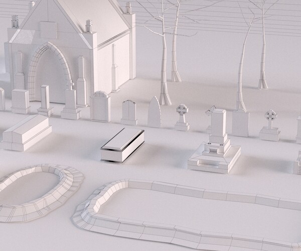 ArtStation - 43 Low Poly Cemetery props Collection | Game Assets