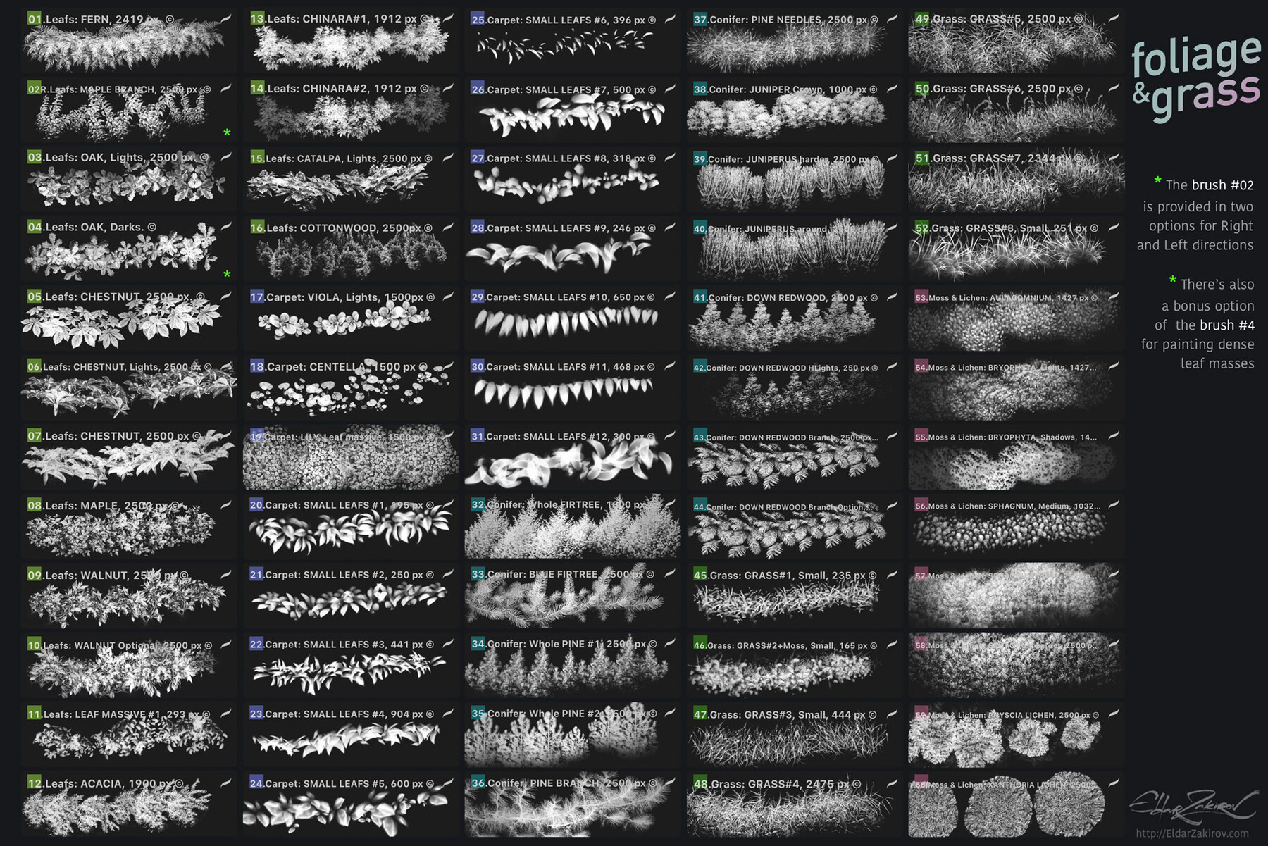 ArtStation - 60 'Foliage & Grass' brushes for Procreate | Brushes